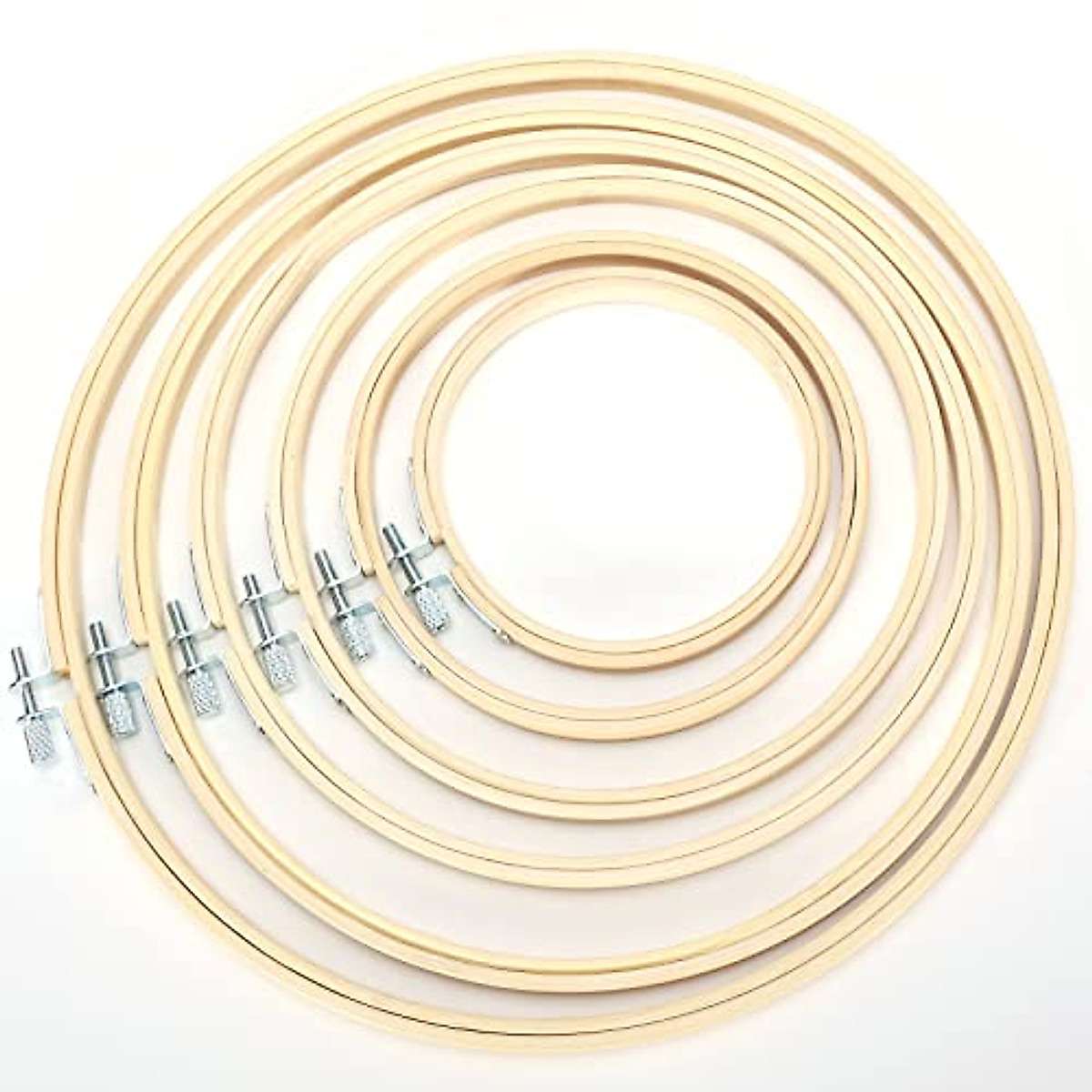 Pllieay 6 Pieces 6 Sizes Embroidery Hoops 4 inch to 10 inch Bamboo Circle Cross Stitch Hoop Rings for Craft Sewing