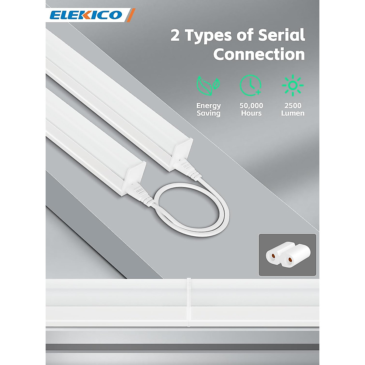 ELEKICO 4FT Led Shop Light, 22w 2500lm 6500k Linkable 4 ft Led Lights with Plug On/Off Power Cord, T5 Garage Lighting Fixture,4 Foot Ceiling and Under Cabinet Light for Garage Workshop 6 Pack