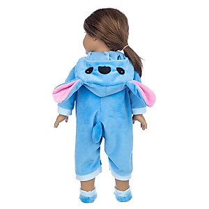 Suit+Shoes Dolls Outfit For 18 inch 43cm Baby Doll Cute Jumpers Rompers Doll Clothes (blue)