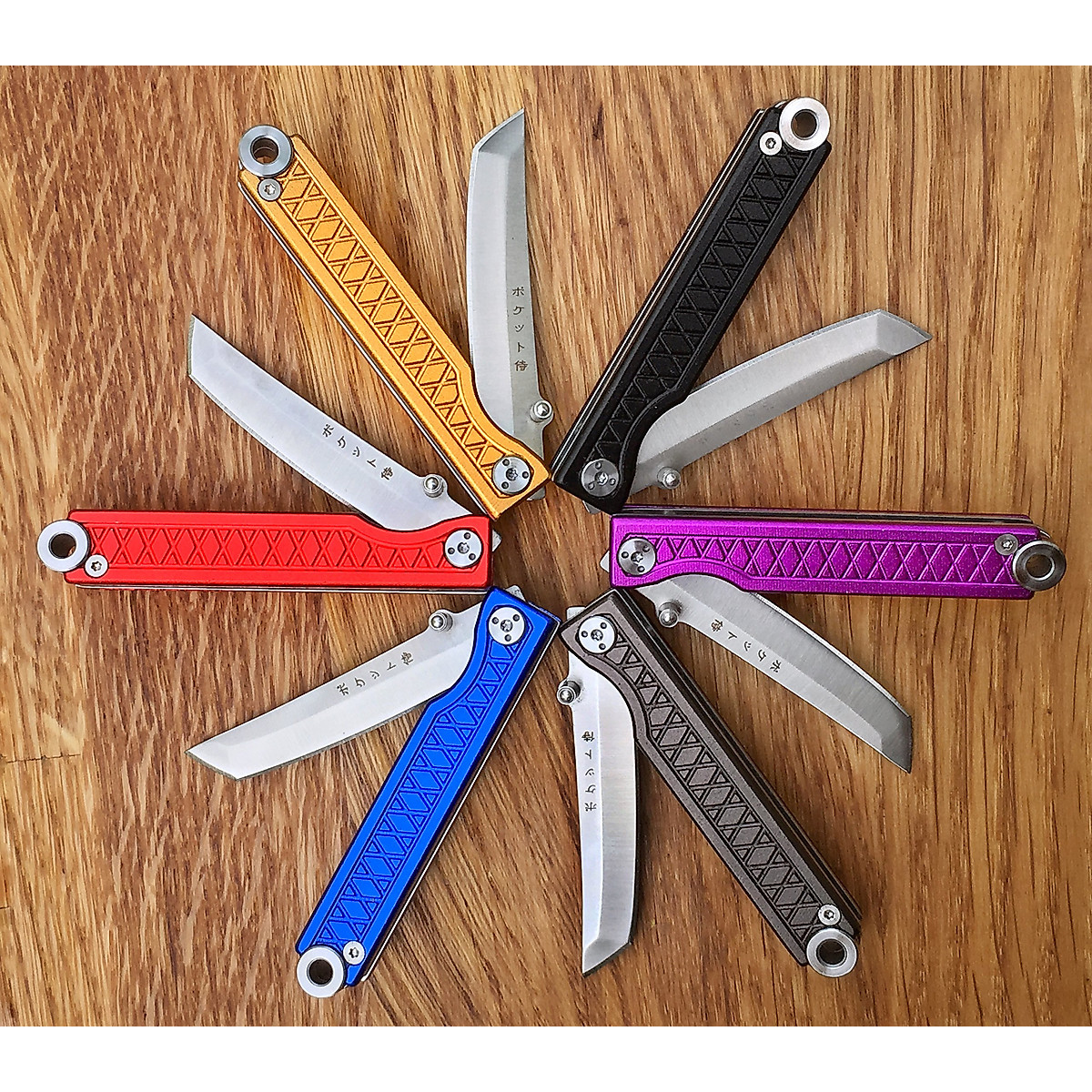 STATGEAR Pocket Samurai Micro Folding Knife - Everyday Carry 440C Stainless Steel Tanto Blade - Higonokami Style EDC Knife with Keychain Loop - Black