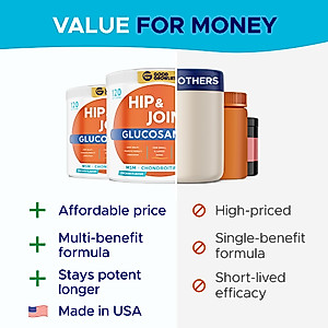 GOODGROWLIES Mobility Glucosamine Treats for Dogs - Advanced Hip & Joint Supplement w/Omega-3, Chondroitin, MSM - Made in USA - Joint Pain Relief - Hip & Joint Care - 120ct