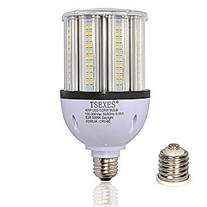 TSEXES 40W LED Bulbs 6000Lumen E26 Medium Base LED Corn Light Bulb 5000K Daylight,Equivalent 175W to 250W Metal Halide Bulb HID HPS Bulb for Indoor Outdoor Garage Workshop Warehouse Backyard