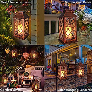 TAKE ME [2 Pack] 14" Solar Lantern Outdoor Garden Hanging Lantern Waterproof LED Flickering Flameless Candle Mission Lights for Table,Outdoor,Party Valentine's Day Gift