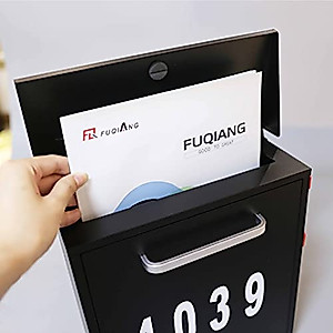 Black Wall Mount Mailbox - Large Capacity Security Wall Mailbox - Waterproof Iron Vertical Drop Mail Box Outdoor