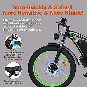Ronson Electric Bicycle, Adult Electric Bike 2000W 28MPH, 48V 20AH Removable Battery Commuter Electric Bike, 26-Speed eBike 26"x4.0" Mountain Electric Bicycle，Passed UL&GCC Certification Green