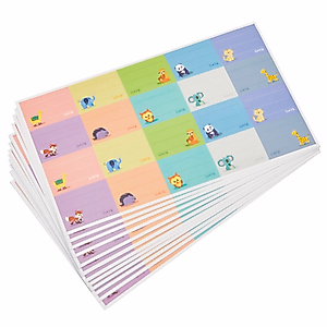 Juvale 500-Pack Self-Adhesive Baby Bottle Labels for Daycare, Writable Stickers for Baby Food, Breastmilk, 10 Animal Designs (1.5x1 in)