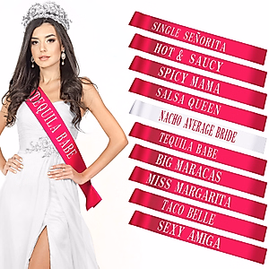 10 Pack Bachelorette Sashes 1 Bride Tribe Sashes and 9 Bridesmaid Sashes Hot Pink Bride Sash for Final Fiesta Bachelorette Maid of Honor Party Decorations Supplies Bridal Shower Favors Gift