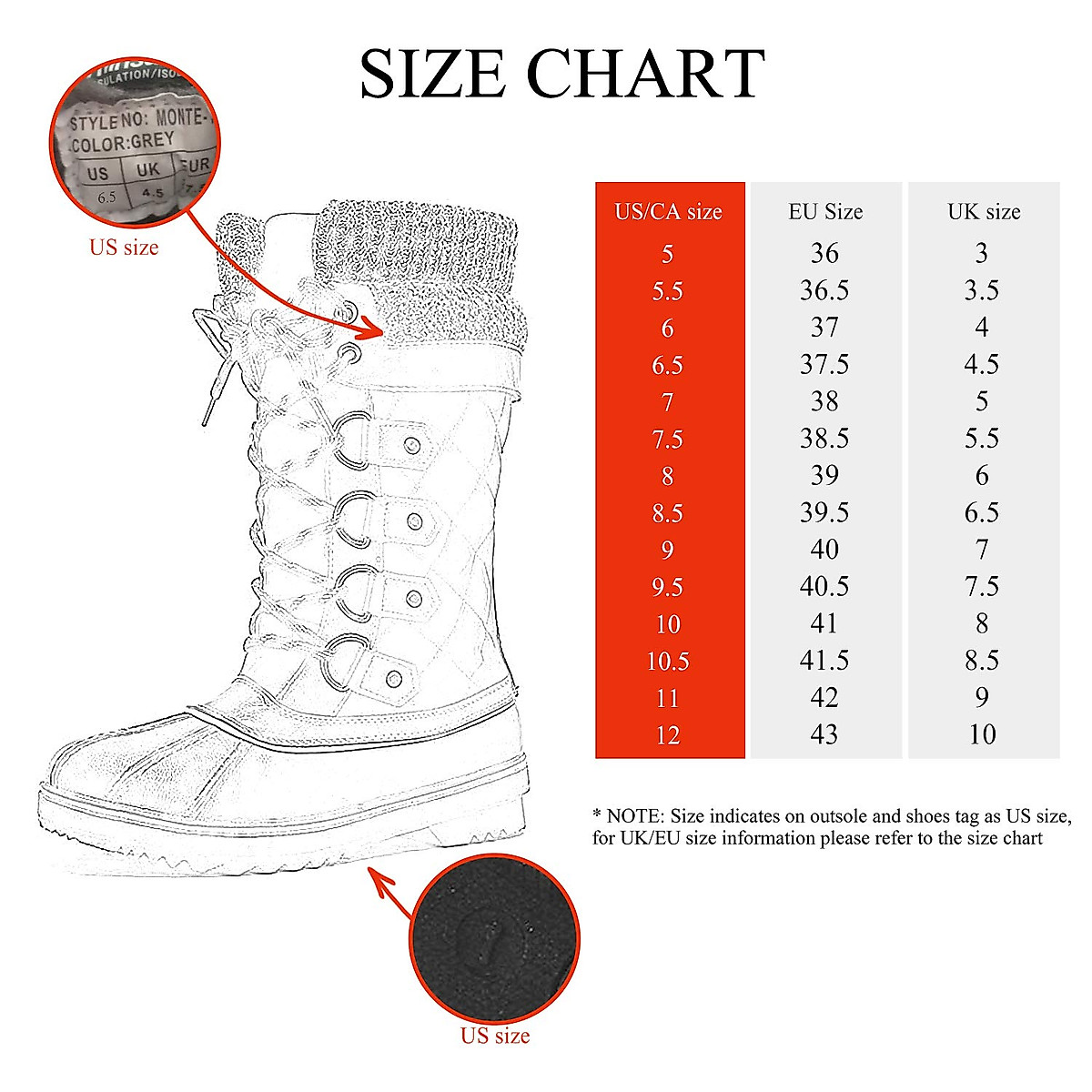 DREAM PAIRS Women's Mid-Calf Waterproof Winter Snow Boots MONTE_02,Size 10,Grey,MONTE_02