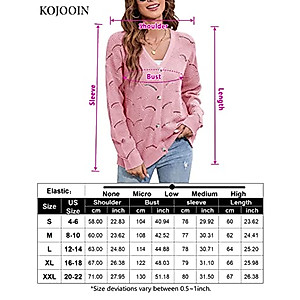 KOJOOIN Women's Crochet Cardigan Lightweight Kimono Long Sleeve Hollow Out Kint Outwear Sweater Barbie Pink M