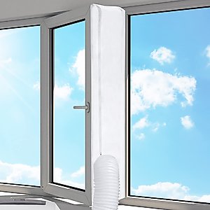 BJADE'S Window Seal Kit for Portable Air Conditioner Unit and Tumble Dryer,158Inch Seals with Zipper and Adhesive Fastener , White