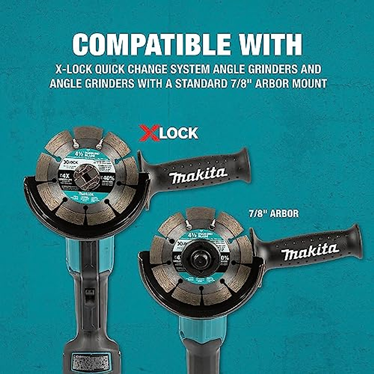 Makita E-07222 X-Lock 4-1/2" Turbo Rim Diamond Blade for Masonry Cutting, 2/pk