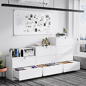 WIILAYOK Lateral File Cabinet, 4 Drawer Metal Lateral Filing Cabinet with Lock, File Cabinet for Home Office fits Letter/Legal/A4 Size