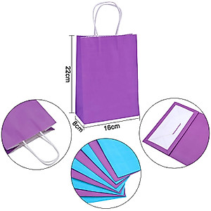 Cooraby 20 Pieces Kraft Paper Bags Party Favor Bags Craft Paper Bags with Handle for Birthday, Baby Shower, Wedding and Party Celebrations (Light Blue, Light Purple)