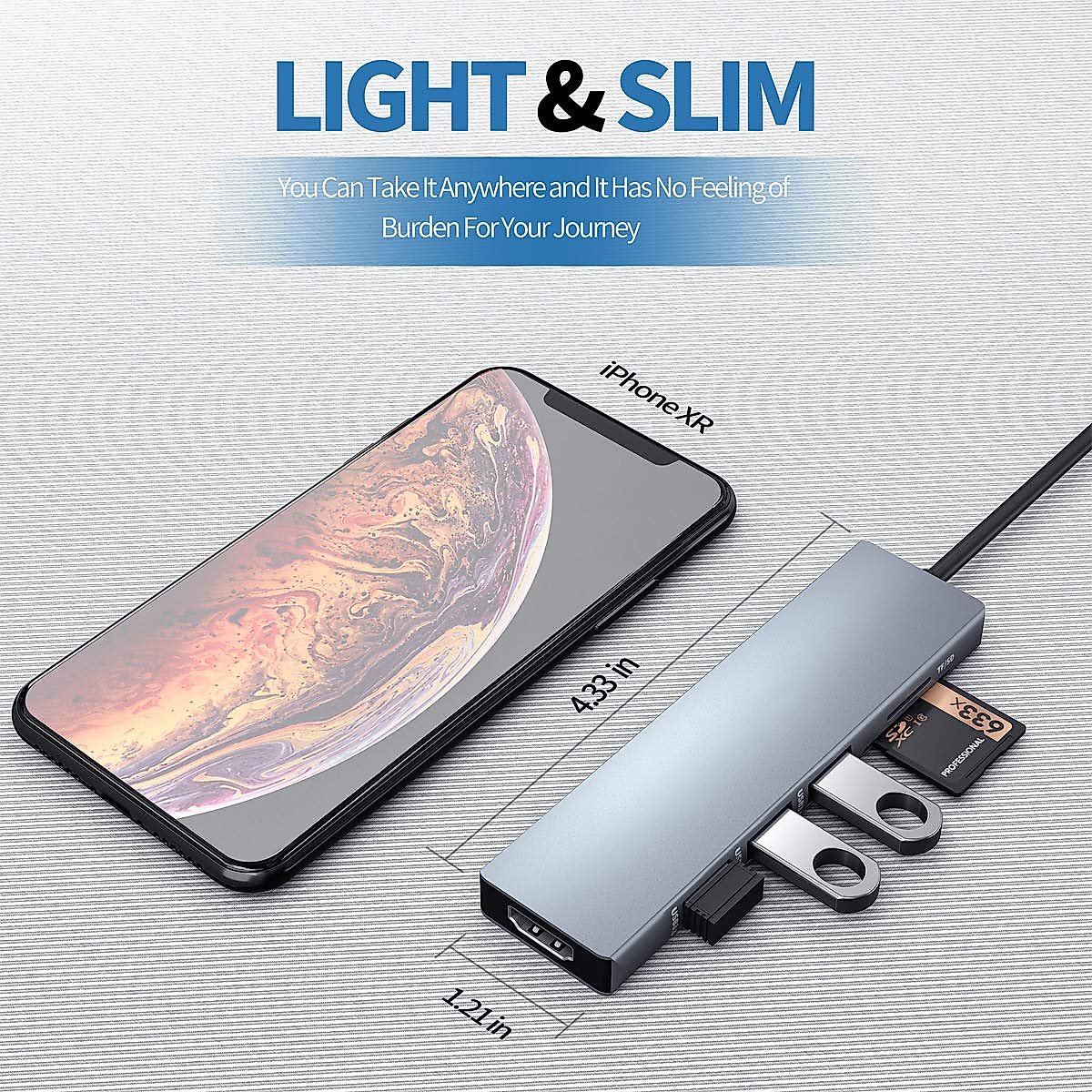 USB C HDMI Adapter for MacBook Pro 2016/2017, 6 in 1 USB-C to HDMI Output, SD+MicroSD Card Reader and 3-Ports USB 3.0