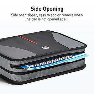 Kinbashi 3 Ring Binder, 3 Inch O-Ring Zipper Binder with Shoulder Strap, Expanding Files and Multiple Pockets, Jet Black