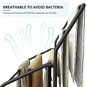 Zitaloken Towel Rack for Bathroom, Large Freestanding Blanket Holder with 5 Towel Bar, Floor Stand Towel Storage with Laundry Basket, Mobile Pool Towel Racks Outdoor, Black