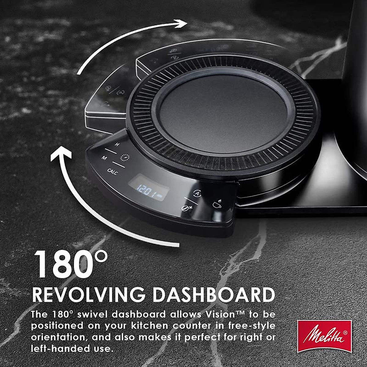 Melitta Vision Marble Black Drip Coffee Maker Luxe Automatic 12-Cup Programmable Coffee Maker