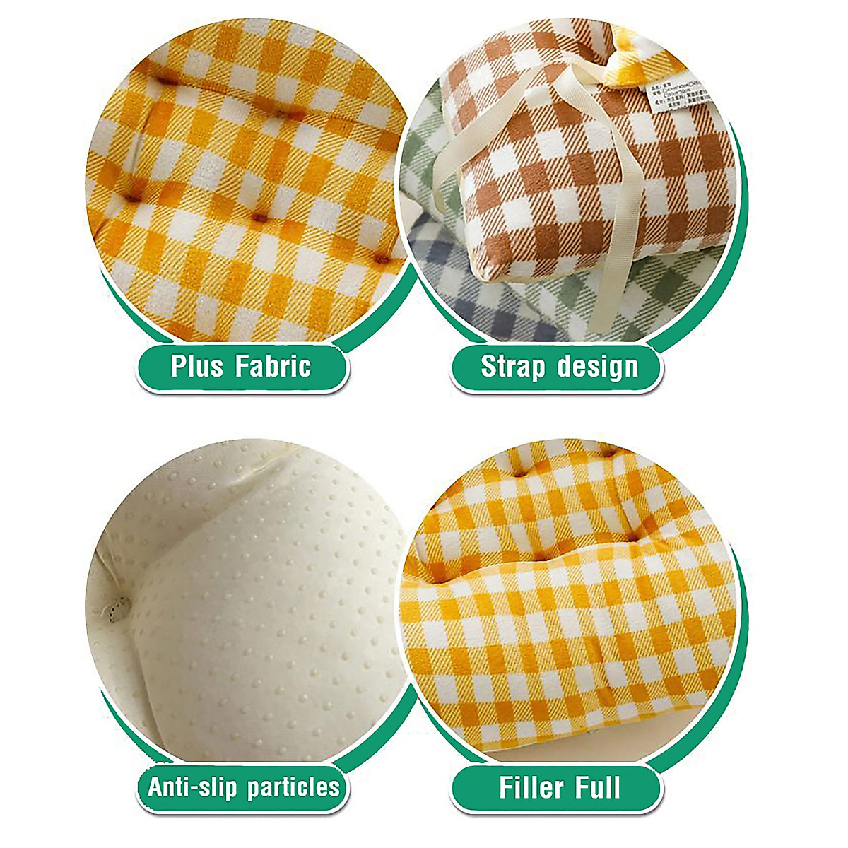 Chair Cushions for Dining Chairs 4 Pack - Kitchen Chair Cushions Set of 4, Non-Slip Seat Cushion Chair Pads, Dining Room Chair Cushions for Kitchen Room Decor 2" Thickness (Yellow, 4)