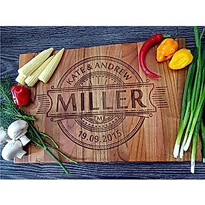 Algis Crafts | Personalized Chopping Board - MONOGRAM with Family name & date | Custom Cutting Board | Housewarming Gifts, Birthday, Anniversary Gift | Laser Engraved Wooden Cutting Board