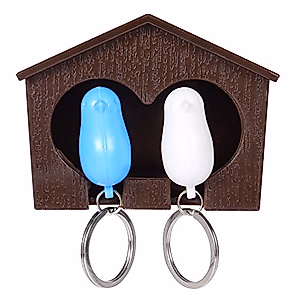 BESPORTBLE 1 Set Birdhouse Keychain Holder Wall Mount Bird Nest Key Ring Wall Hanger Key Chains Rack Organizer Coffee/Bird Random Color