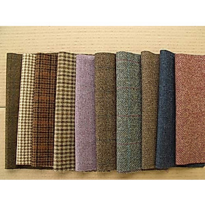 British Tweed 100% Wool Remnants Offcuts Squares Crafts 10 Pieces 9x9 inch, Made in Great Britain…