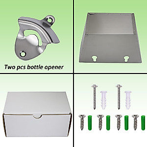 Luwanburg Stainless Steel Bottle Cap Opener Wall Mounted Beer Bottle Opener with Cap Catcher Brushed Silver