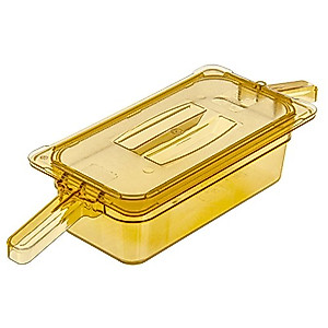 Carlisle FoodService Products Storplus 1/3 Size High Heat Food Pan Lid with Molded Handle for Catering, Buffets, Restaurants, High Heat Plastic, Amber