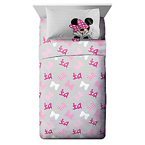 Jay Franco Minnie Mouse Faces 5 Piece Twin Bed Set (Offical Disney Product)