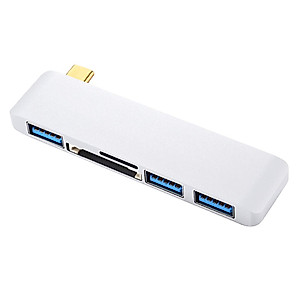 Jiali USB-C Hub Converter 5 in 1 Multi-Function Aluminium Alloy 5Gbps Transfer Rate USB-C/Type-C HUB Adapter with 3 USB 3.0 Ports & SD Card Slot & TF Card Slot for MacBook 2015/2016 / 2017(Grey)