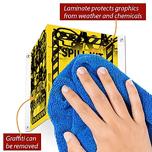 SmartSign - S-8988-AV-06 "Spill Kit & Hazmat Supplies" Projecting Sign | 5" x 6" Acrylic Black on Yellow