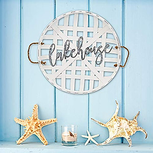 Lake House White Tobacco Basket Wall Decor