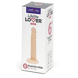 Lovehoney Lifelike Lover Anal Dildo - 6 Inch Realistic Dildo for Men, Women and Couples - Firm Slimline with Suction Cup - Beginner Adult Sex Toy - Waterproof - Flesh Pink