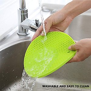 6 Pack Silicone Trivets Pot Mat Round,Pan Pot Holders Set Heat Resistant-Resistant (440ºF) & Eco-Friendly,Insulation,Non Slip Silicon Hot DishTrivet for Kitchen DiningTable Countertop,with 8 hooks