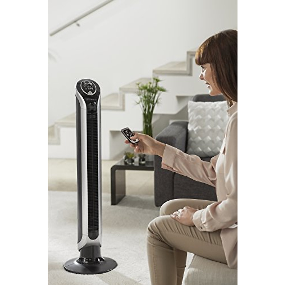 Rowenta VU6670 Fresh 180 Degree Tower Fan, Silent, Tall, with Remote Control