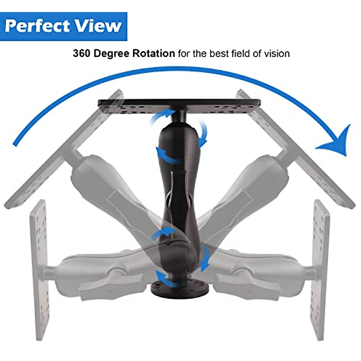 WINDFRD Aluminum Fish Finder Mount with 1.5" / C Size Ball, Medium Arm Marine Electronic/Depth Finder Mount for Boat, High Salt Water Resistant, Compatible with Garmin, Lowrance and More