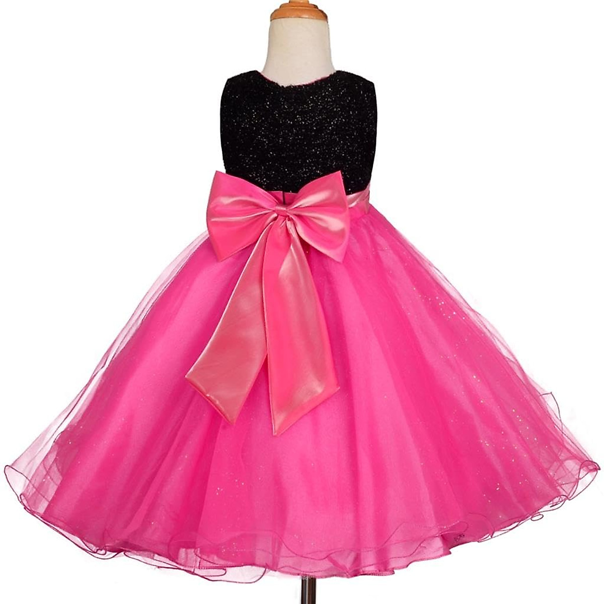 Dressy Daisy Baby Girls Special Occasion Dresses Wedding Flower Girl Pageant Gown Party Dress Size 18-24 Months, Black and Hot Pink