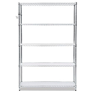Alera 5-Shelf Wire Shelving Kit with Casters and Shelf Liners, 48w x 18d x 72h, Silver