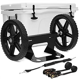 FERUERW Upgraded Cooler Wheel Kit, Universal Cooler Cart Kit for Heavy-Duty Coolers,15.5 in to 17.5 in Wide Coolers, All Terrain 12 Inch Wheels&Ratchet Straps, Roller Accessories for Camping & Beach