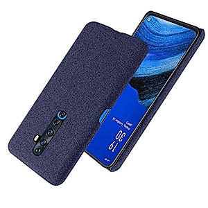 LUSEHNG Case for Oppo Reno2 Z/F, Solid Color Canvas Smartphone Cover for Oppo Reno2 Z/F, Slim Duaable Lightweight - Blue