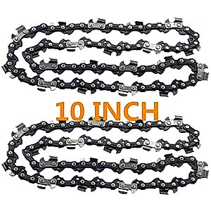 10 Inch Chainsaw Chain S40 3/8" LP Pitch .050" Gauge 40 Drive Links, 10-inch Replacement Chains Compatible with Remington, Greenwork, Sunjoe, Worx, Craftsman Pole Saw-2 Packs