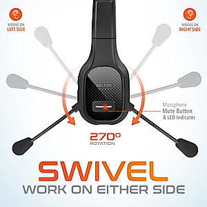 Delton Wireless Computer Headset, Trucker Bluetooth Headset with Noise Canceling Microphone, 35Hrs Talk time, Wireless Headset for Computer, Cell Phone, Drivers, Office, Call Center Work - Black