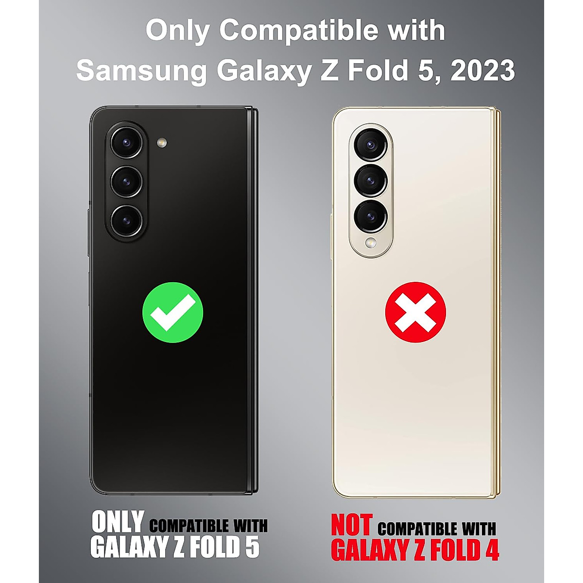 SIXBOX for Samsung Galaxy Z Fold 5 Case with Card Holder & S Pen Holder & Slide Lens Cover, Built-in Hinge Protection & Screen Protector, Durable Sturdy Phone Cover Case for Galaxy Z Fold 5, Black