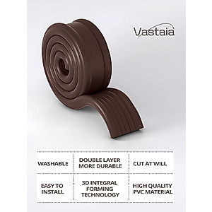 Vastaia Door Draft Stopper Under Door Draft Blocker Insulator Door Sweep Weather Stripping Noise Stopper Strong Adhesive 39" Length (Brown)