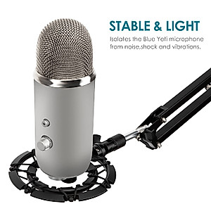 Blue Yeti Shock Mount, Alloy Shockmount Reduces Vibration Noise Matching Mic Boom Arm, Compatible for Blue Yeti and Yeti Pro Microphone by YOUSHARES