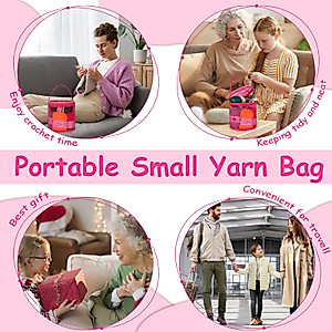 Katech 2 pcs Empty Mesh Yarn Bags Small Round Yarn Storage Case Portable Knitting Yarn Balls Organizer Baskets Crochet Thread Sewing Accessories Storage Tote Bags (Purple + Red)