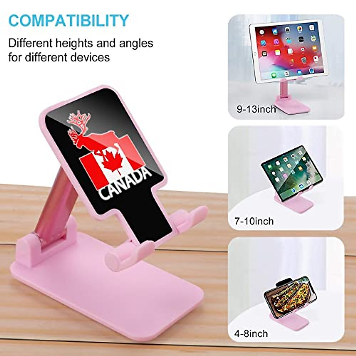 Canada Moose Flag Foldable Desktop Cell Phone Holder Portable Adjustable Stand for Travel Desk Accessories