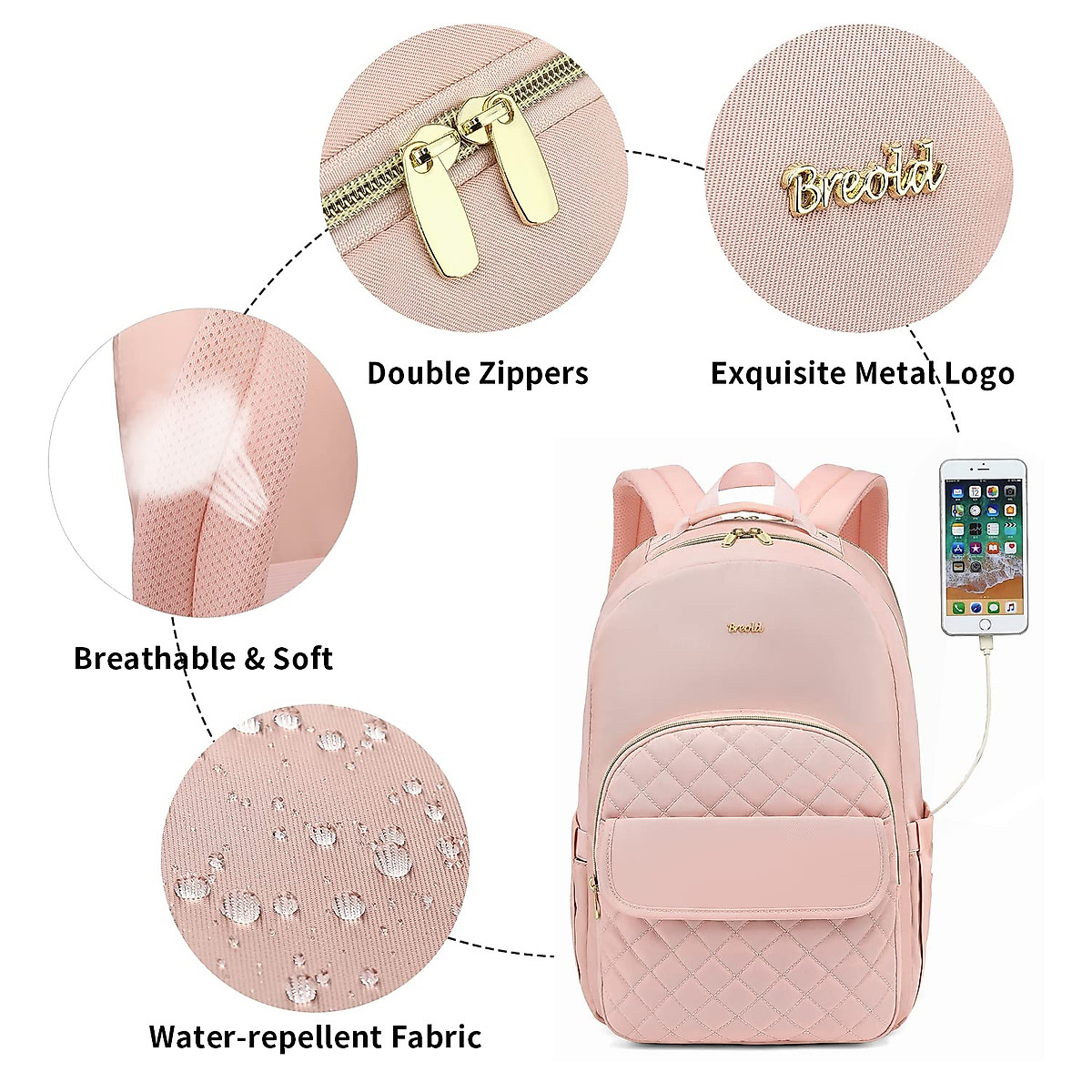 Breold Laptop Backpacks for Teens Girls 15.6 inch for School, Women Backpack Teacher Daypack for Travel Business, College Bookbag Schoolbag Professional