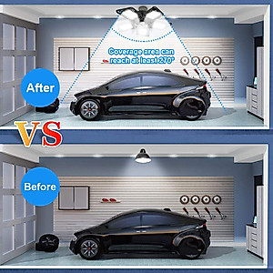 160W LED Garage Light, Super Brightness(16000LM) Garage Light with 5 Deformable LED Panels, 6000K Daylight Led Garage Ceiling Lights, Easy-Installation LED Lights for Garage,Workshop,Warehouse(2 Pack)