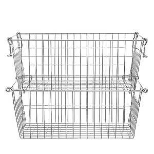 SANNO Stackable Chest Freezer Baskets Organizer Bins, Stackable Wire Baskets For Pantry Storage and Organization With Sturdy Metal Food Baskets Pantry Organized,set of 3