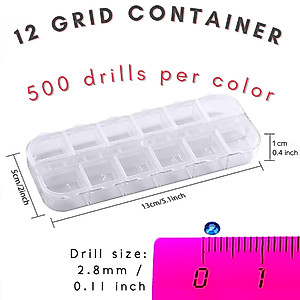 Generic YLJ Crystal and AB Diamond Painting Drills: 9600PCS of Brilliant Rhinestone Diamonds, Organized in 2 12-Grid Container with 12 DMC Colors, Small, YLJ-400-AB-CR